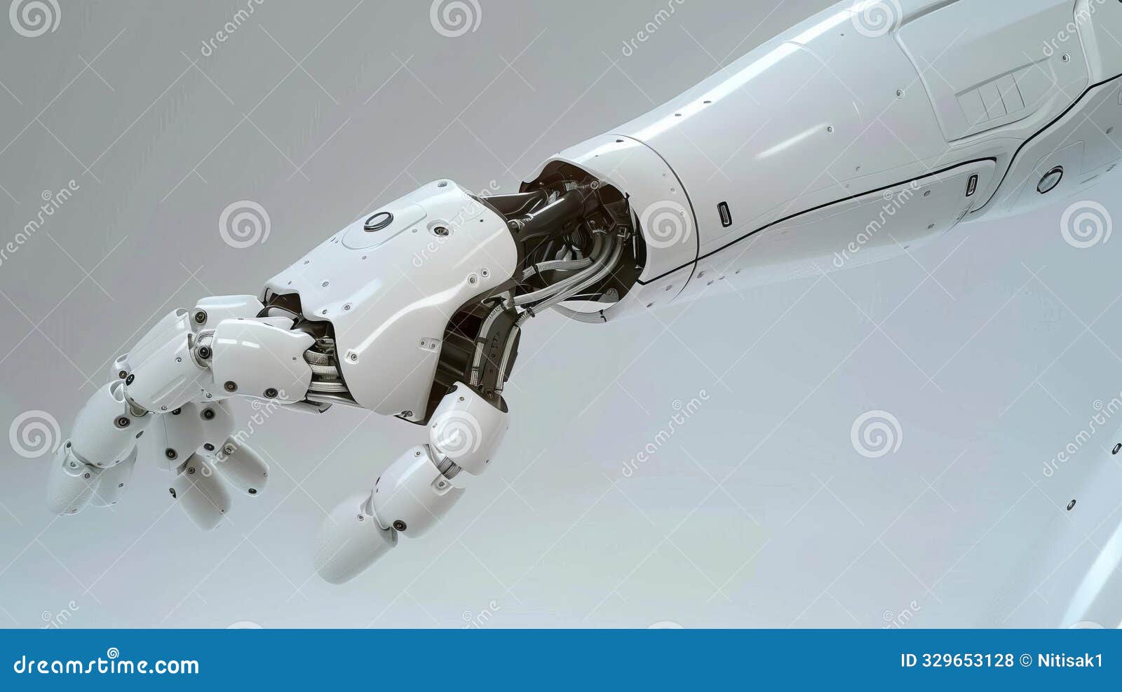 44 Robotic Prosthetic Android Arm Hand 3D Render Detailed Mechanical ...