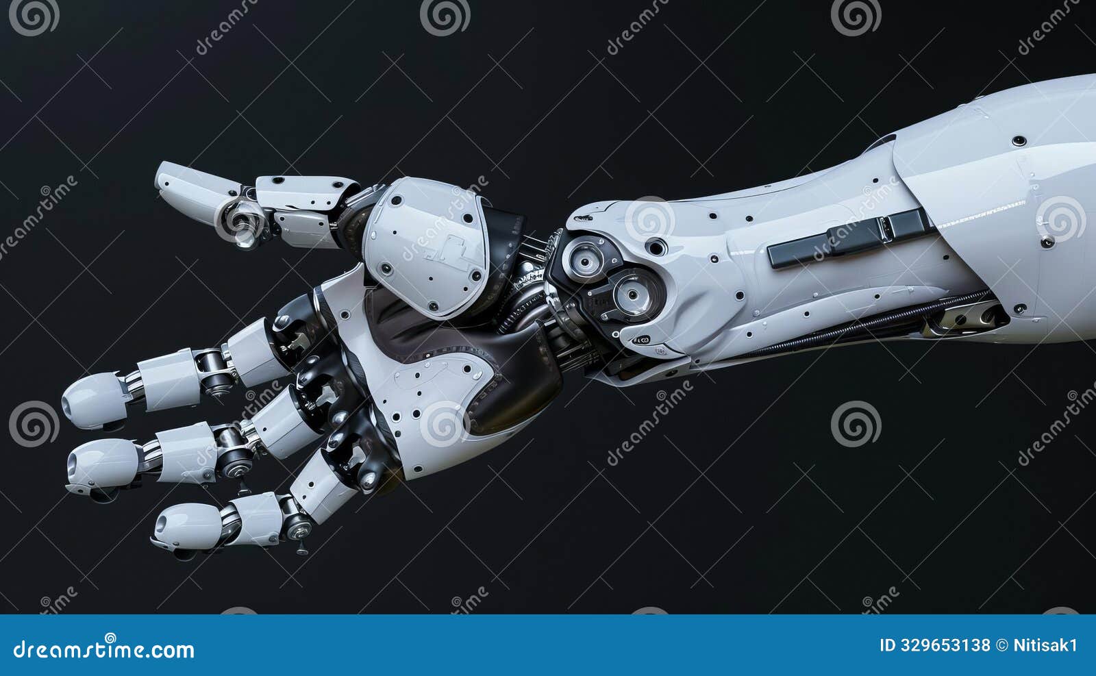 44 Robotic Prosthetic Android Arm Hand 3D Render Detailed Mechanical ...