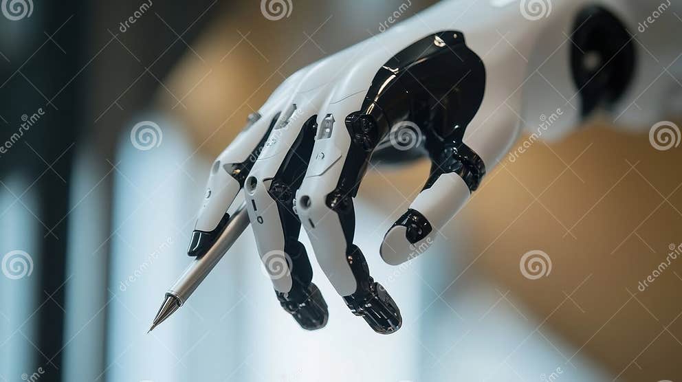 A Robotic Prosthetic Hand is Gripping a Pen, Demonstrating Advanced ...