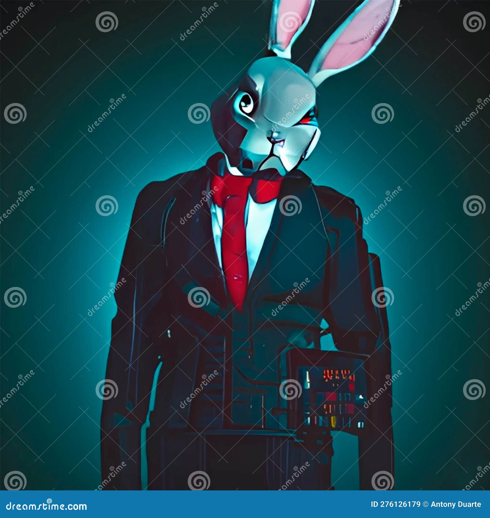 Robotic Rabbit in Black Suit Stock Image - Image of clothing, black ...