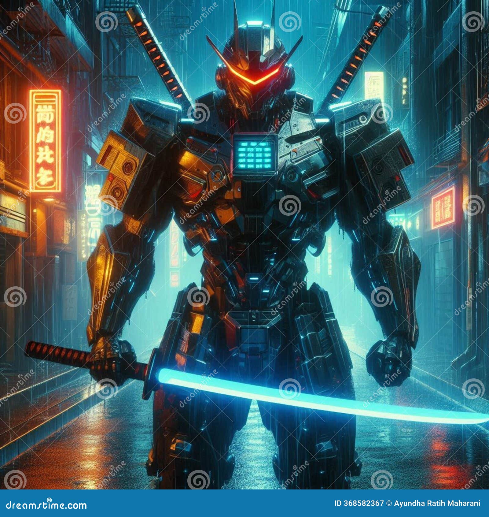 A Robotic Samurai With An Energy Sword Royalty-Free Stock Photo ...