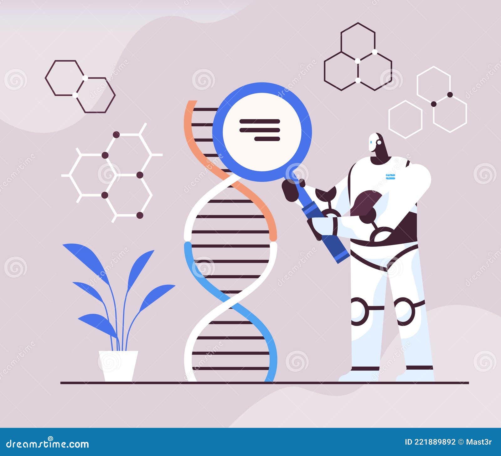 Robotic Scientist Working with DNA Robot Researcher Making Experiment ...