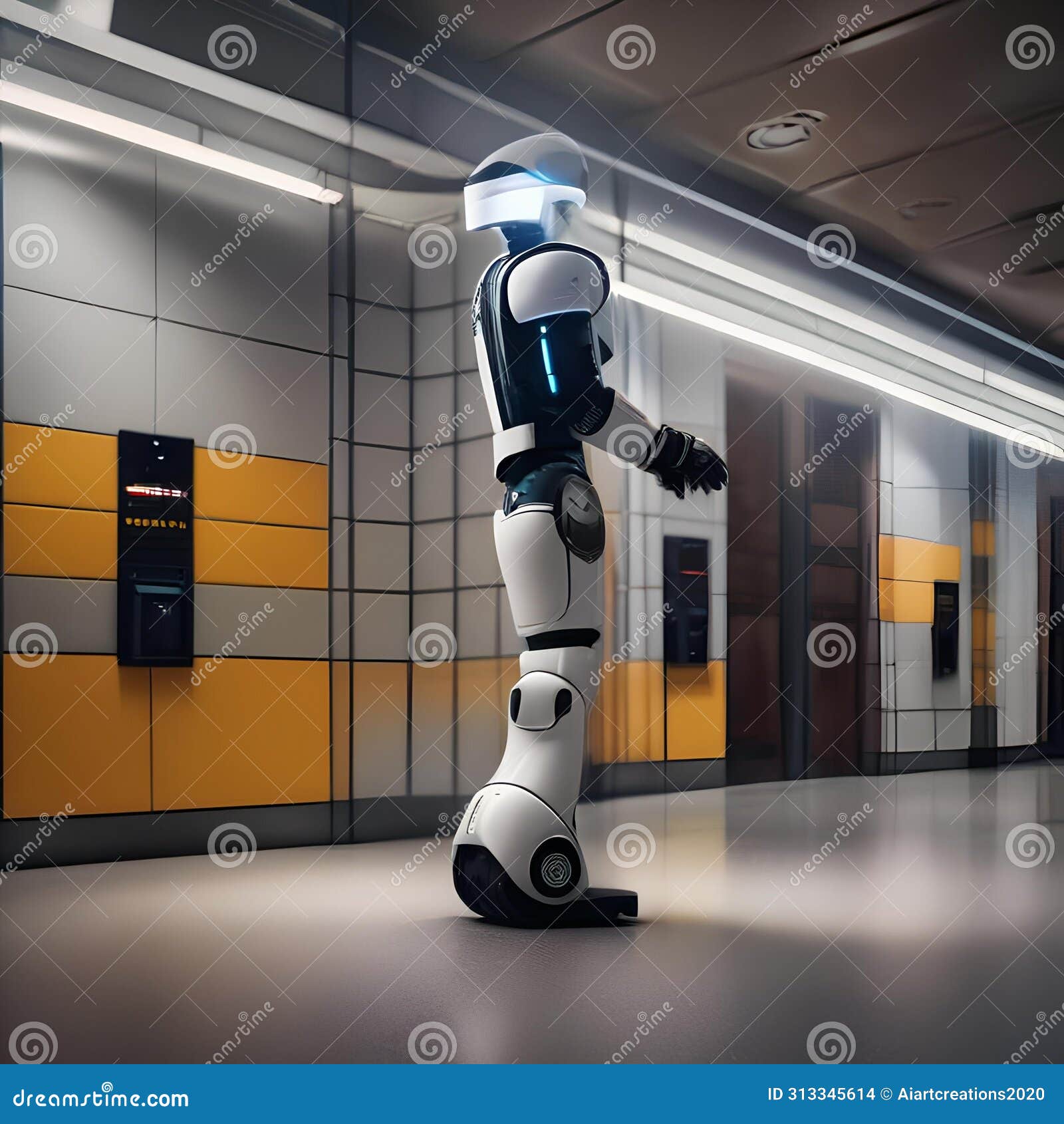A Robotic Security Guard Patrolling A High-security Facility3 Stock ...