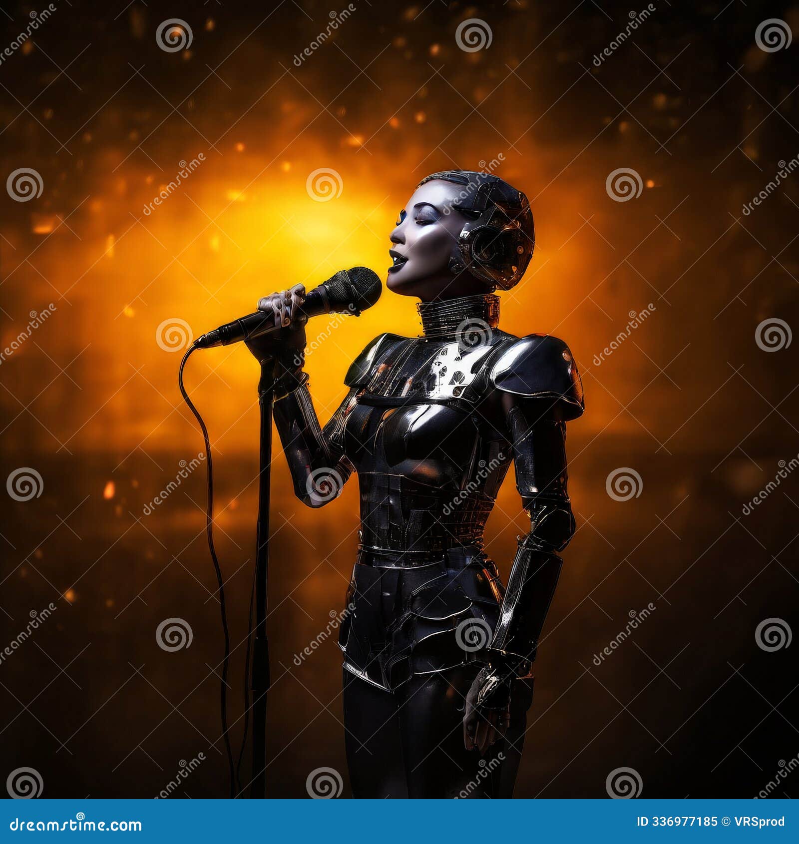 Robotic Singer Performing in Spotlight Stock Image - Image of ...