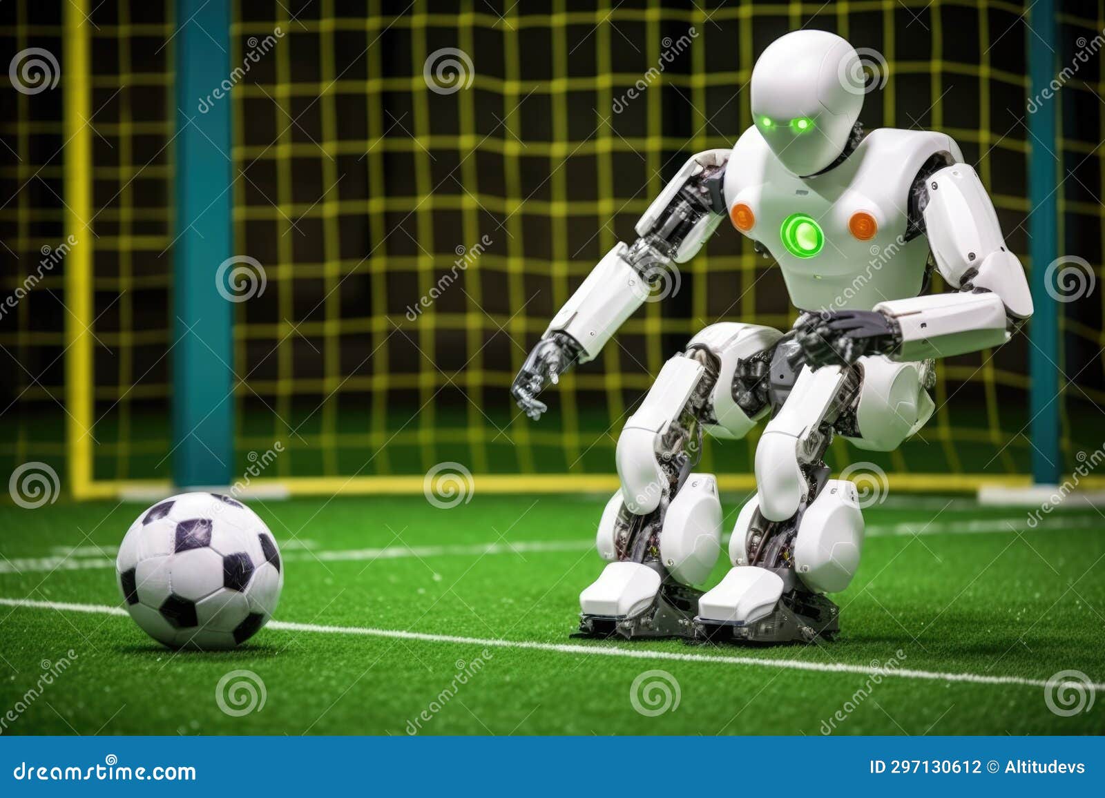 Robotic Soccer Player Dribbling a Soccer Ball Stock Illustration ...