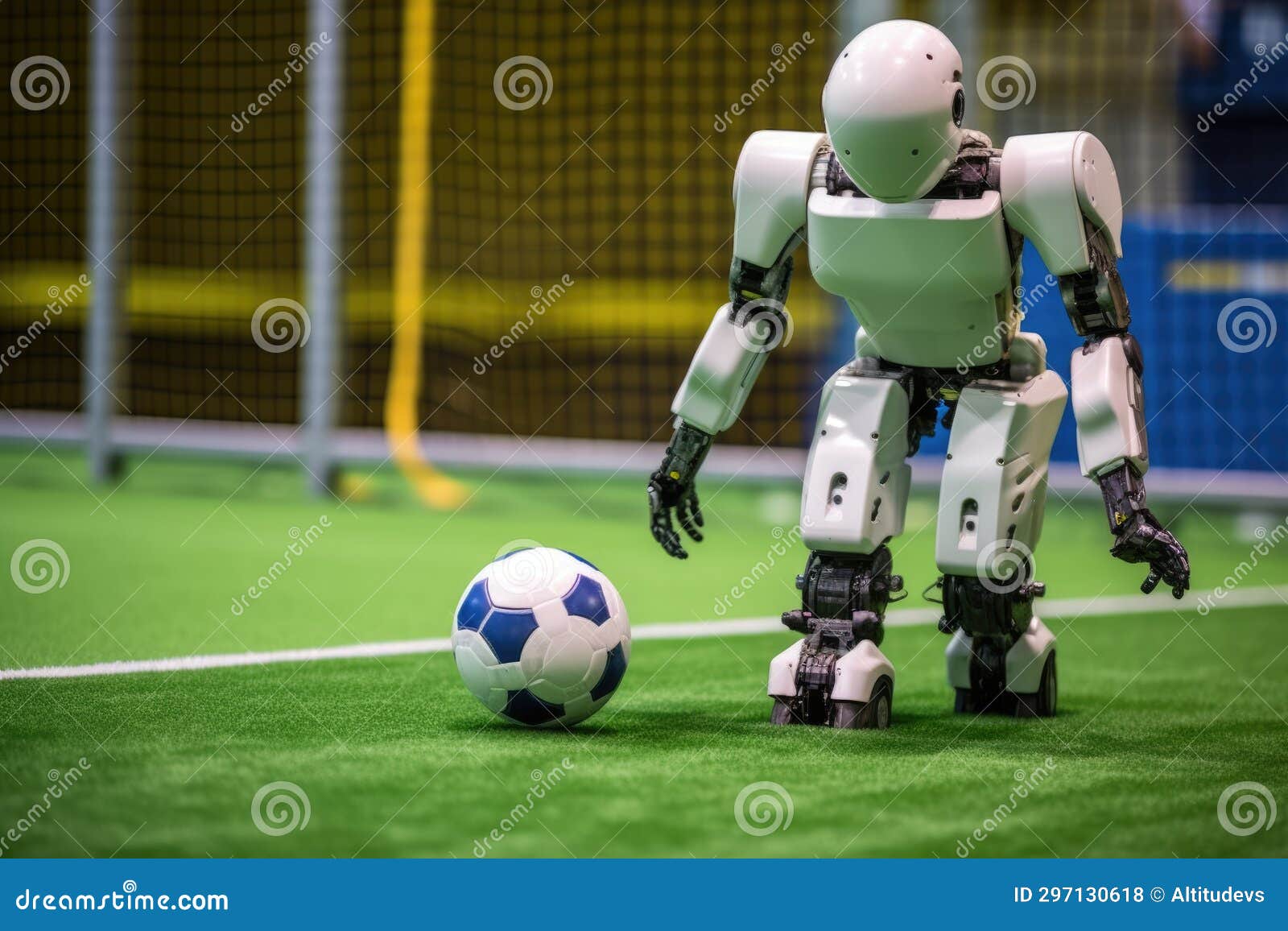 Robotic Soccer Player Dribbling a Soccer Ball Stock Illustration ...