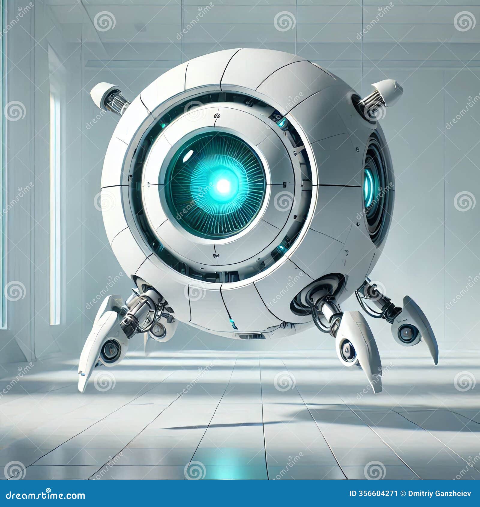 Robotic Sphere with Advanced Vision Technology Stock Illustration ...