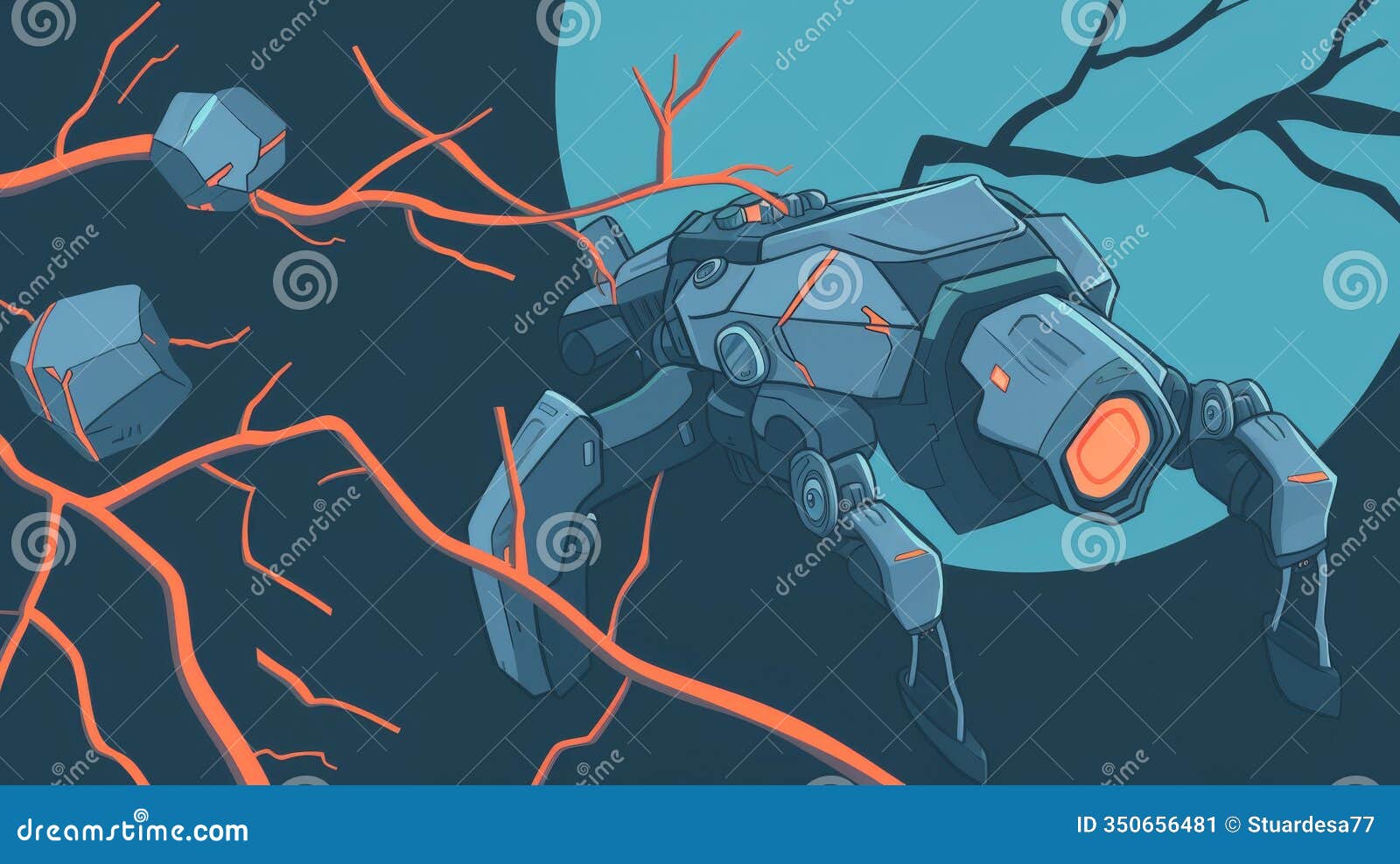 Robotic Spider Exploring a Sci-fi Environment Stock Image - Image of ...