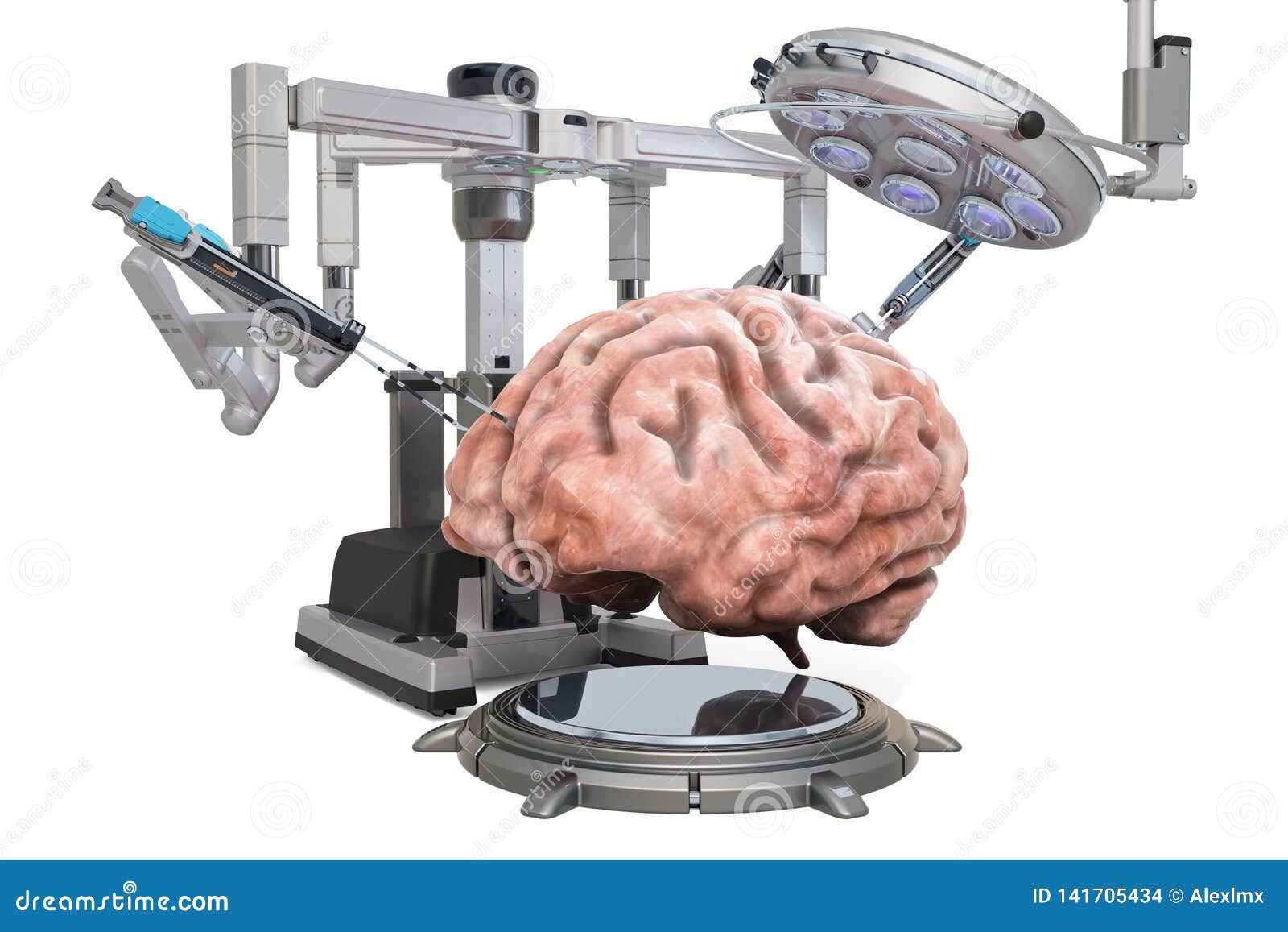 Robotic Surgery of the Brain Concept, 3D Rendering Stock Illustration ...