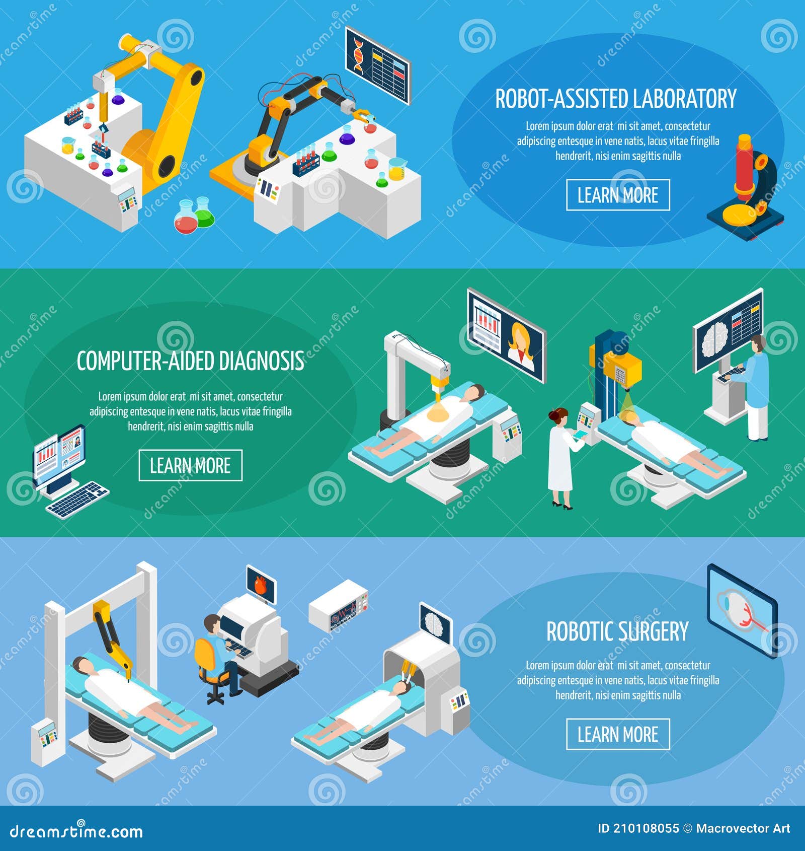 Robotic Surgery Isometric Banners Stock Vector - Illustration of ...