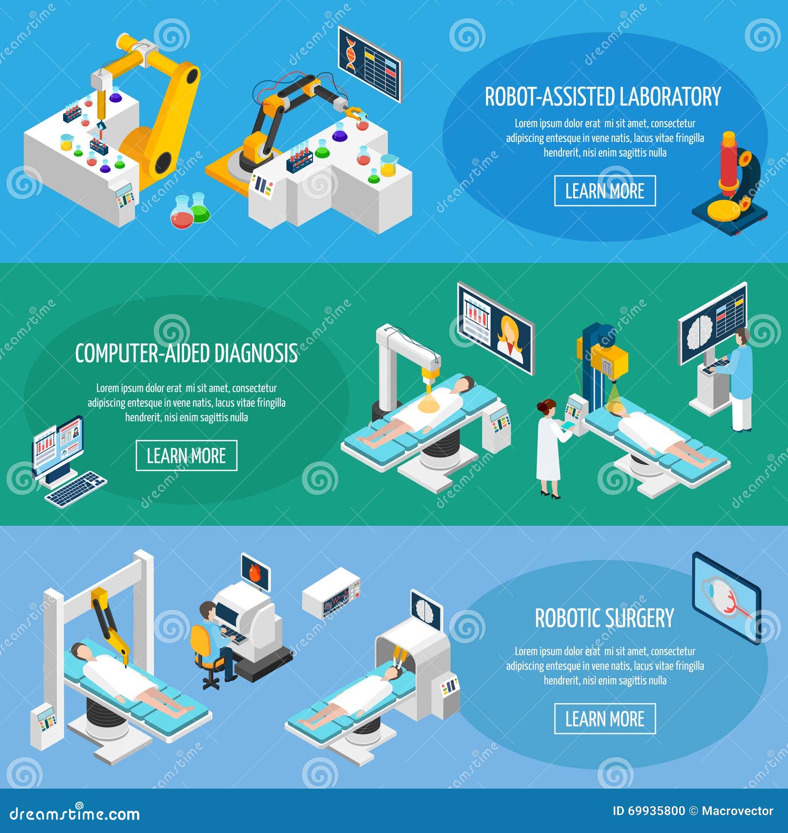 Robotic Surgery Isometric Banners Stock Vector - Illustration of ...