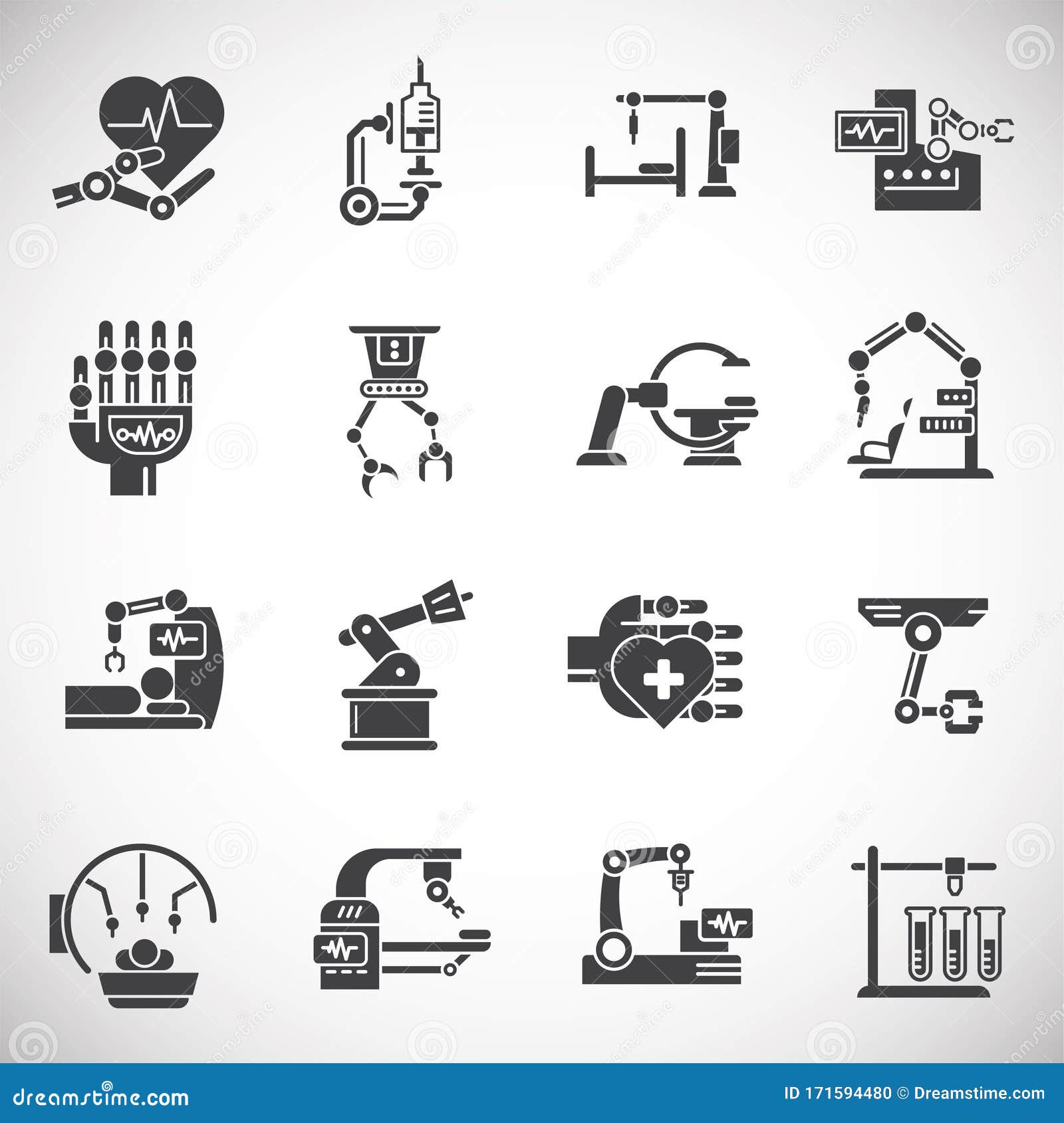 Robotic Surgery Related Icons Set on Background for Graphic and Web ...