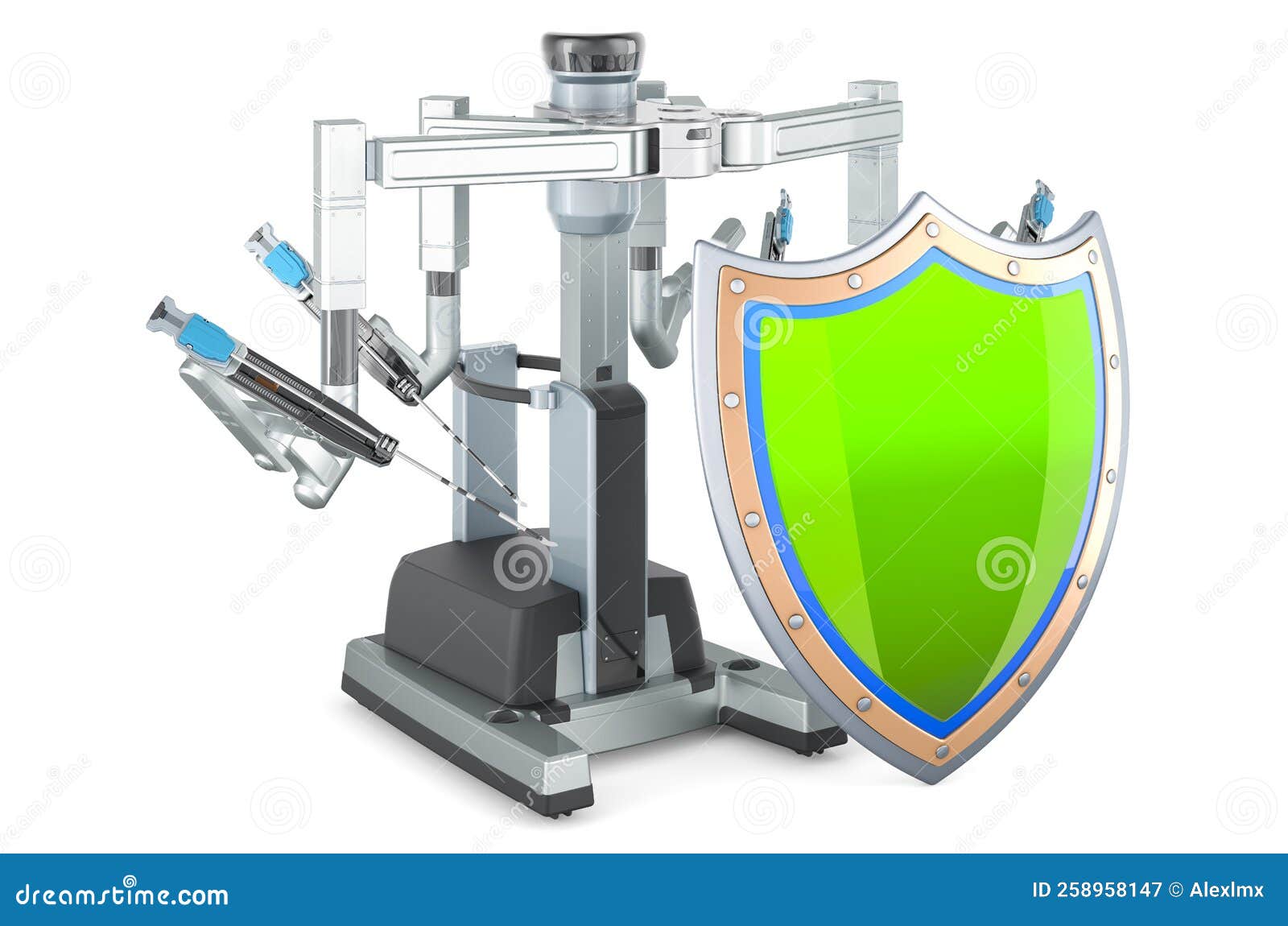 Robotic Surgical System with Shield, 3D Rendering Stock Illustration ...