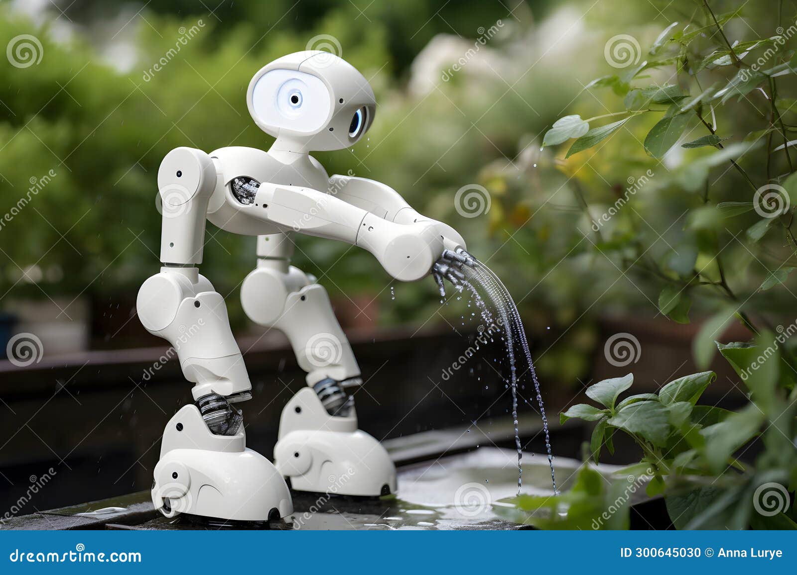 A Robotic System in the Garden Watering the Plants Stock Illustration ...
