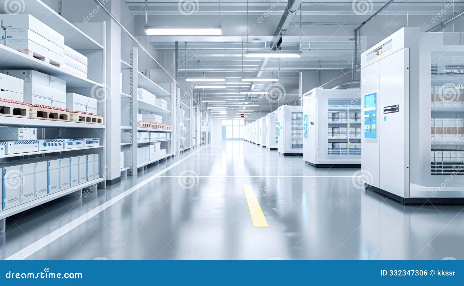 Automated Cold Storage Warehouse With Organized Frozen Goods Efficient ...