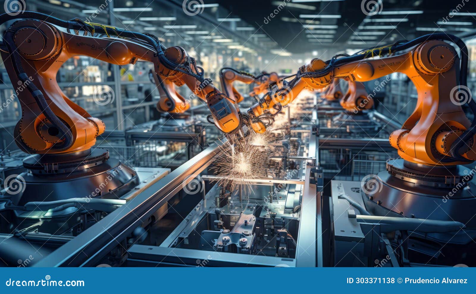 Robotic Technological Factory Stock Illustration - Illustration of ...