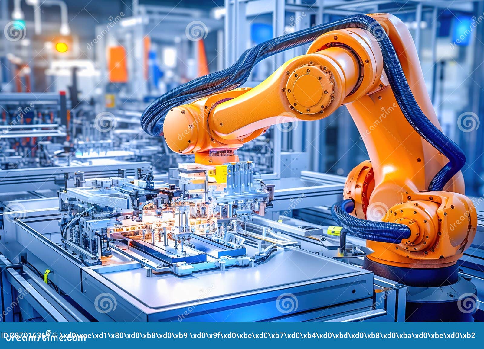 Robotic Technology in Production. Stock Illustration - Illustration of ...