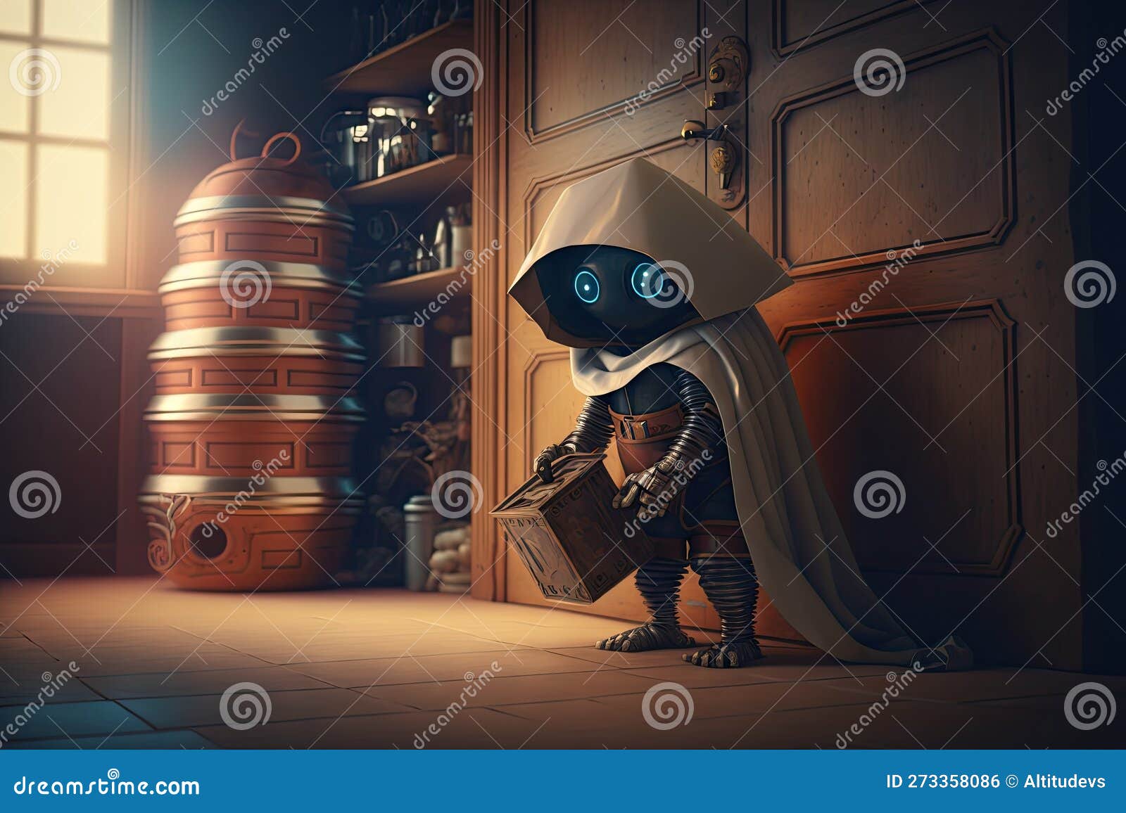 Robotic Thief Sneaking into House and Stealing Valuable Items Stock ...