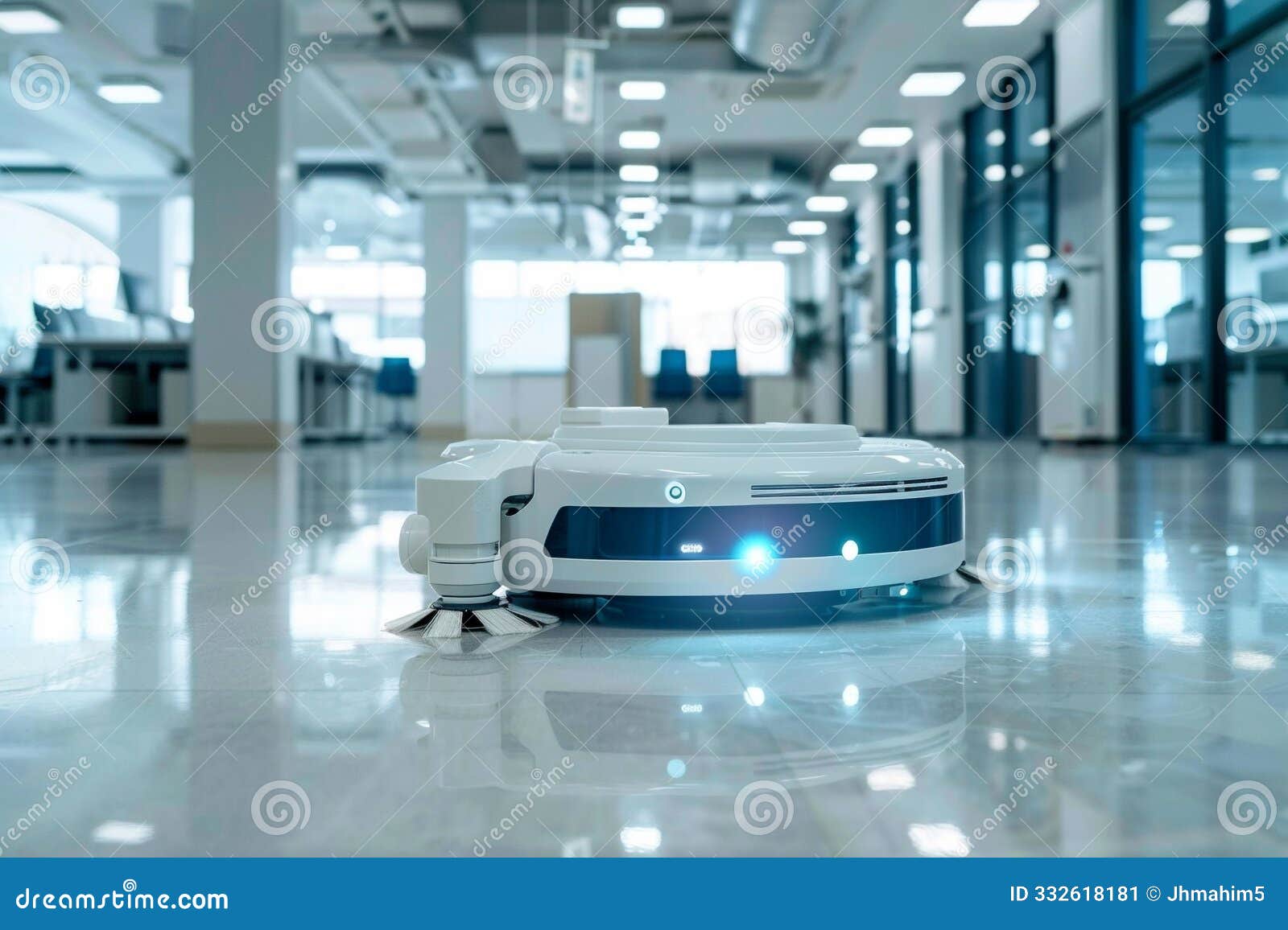 Robot Vacuum Cleaner in an Office Setting Stock Image - Image of ...