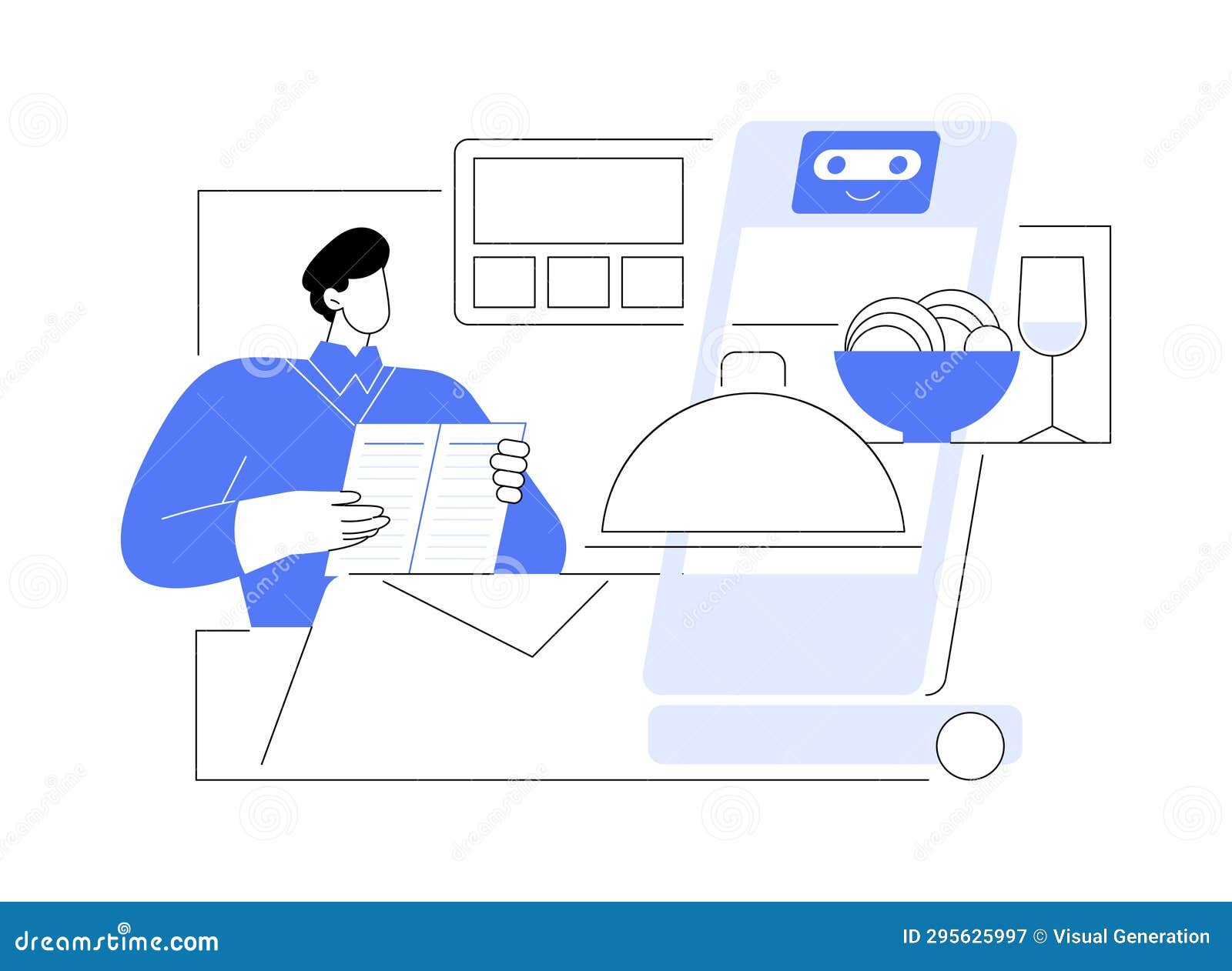 Robotic Waiter Isolated Cartoon Vector Illustrations. Stock Vector ...