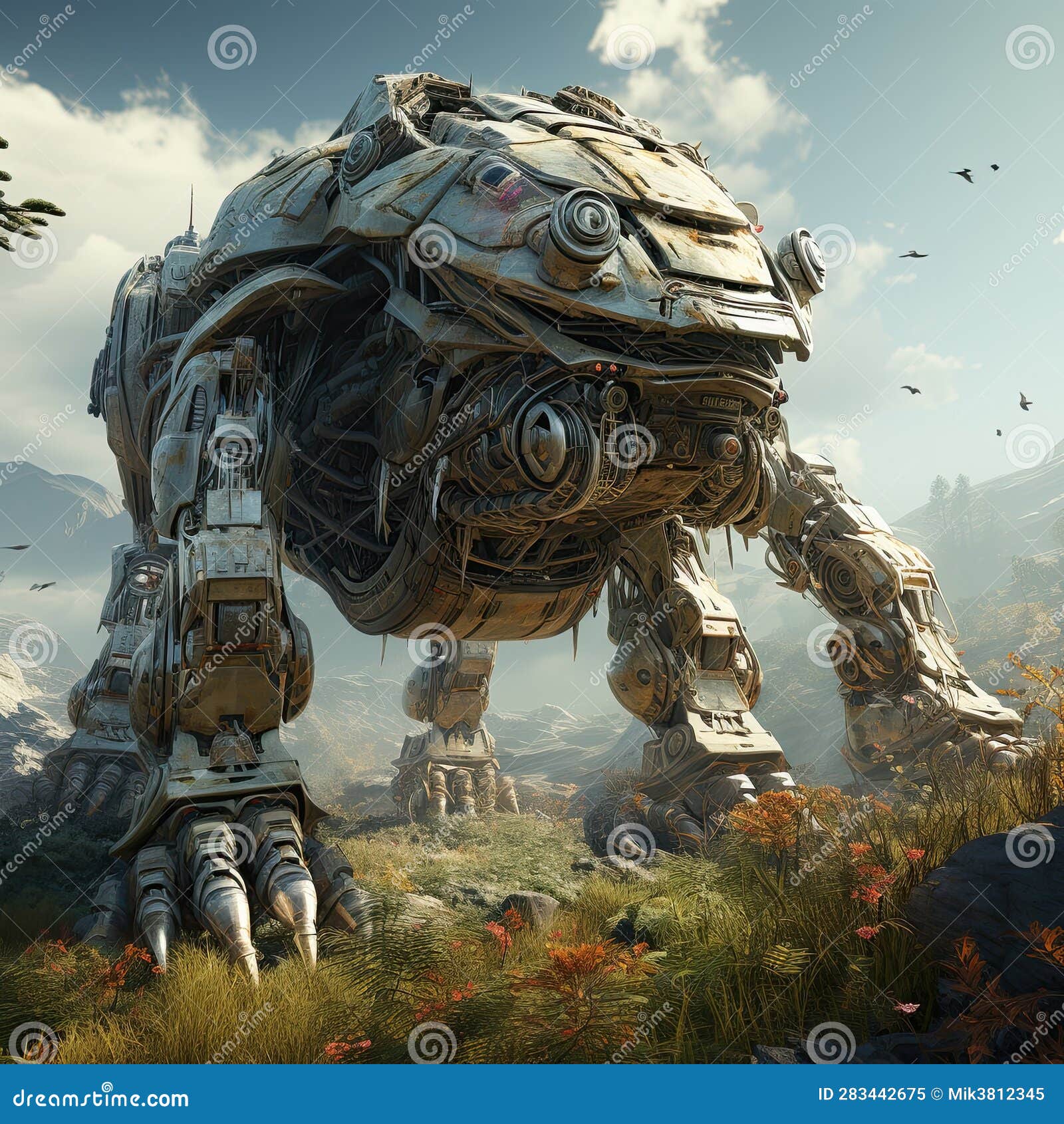 Robotic war turtle. stock illustration. Illustration of cybernetic ...