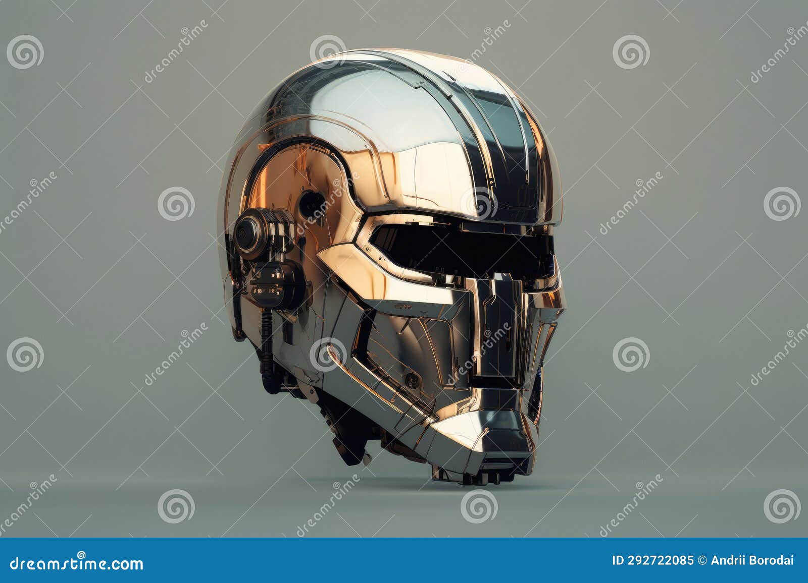 Robotic Warrior: Chrome Sci-Fi Helmet Design. Stock Illustration ...