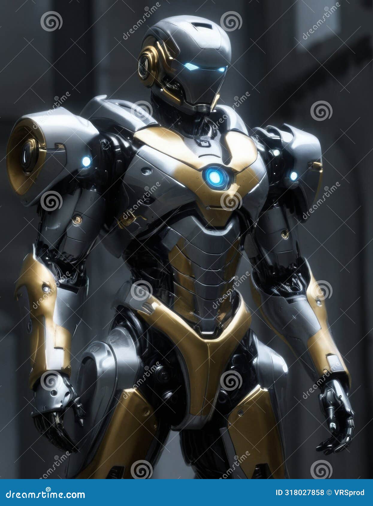 Robotic Warrior in Dynamic Pose Stock Photo - Image of biotechnology ...