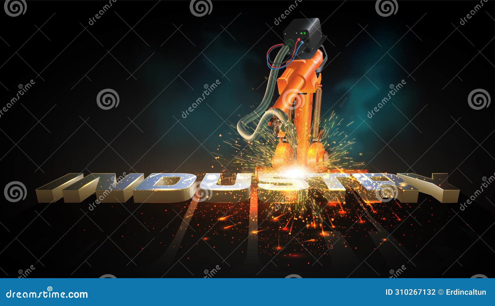 Robotic Welding Laser Cutting Machine Stock Vector - Illustration of ...