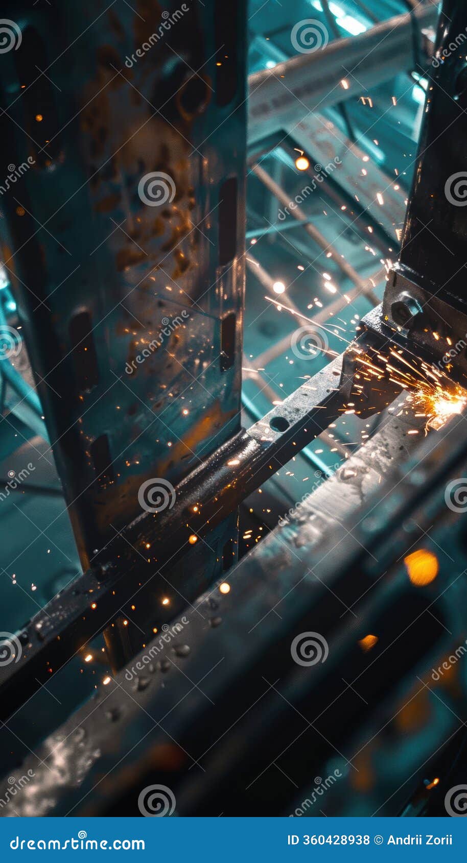 Robotic Welding Machine, Welding A Steel Plate Of Steel Structure With ...