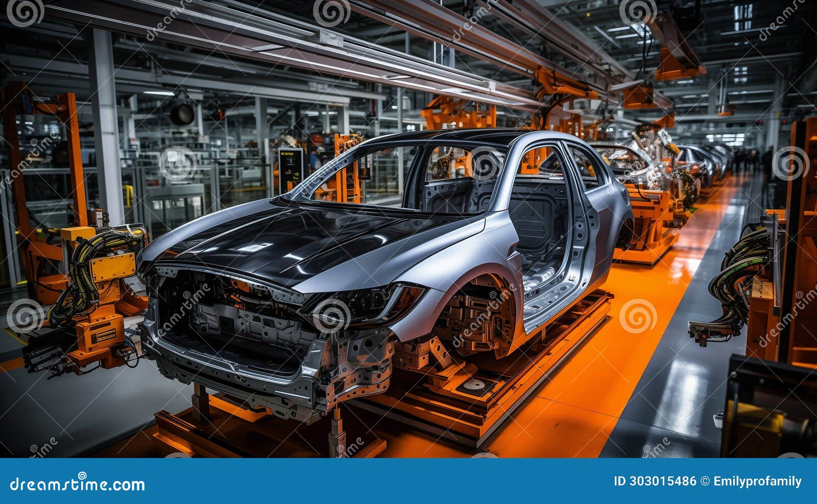 Robotic Welding Process in Car Production Line Stock Illustration ...