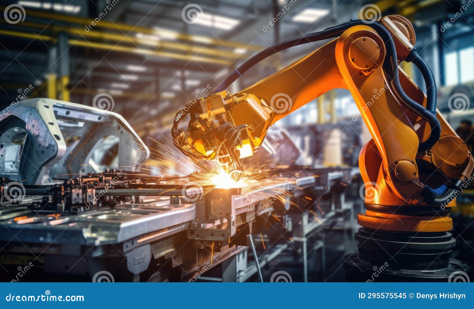 A Robotic Welding Process in a Modern Factory Stock Illustration ...