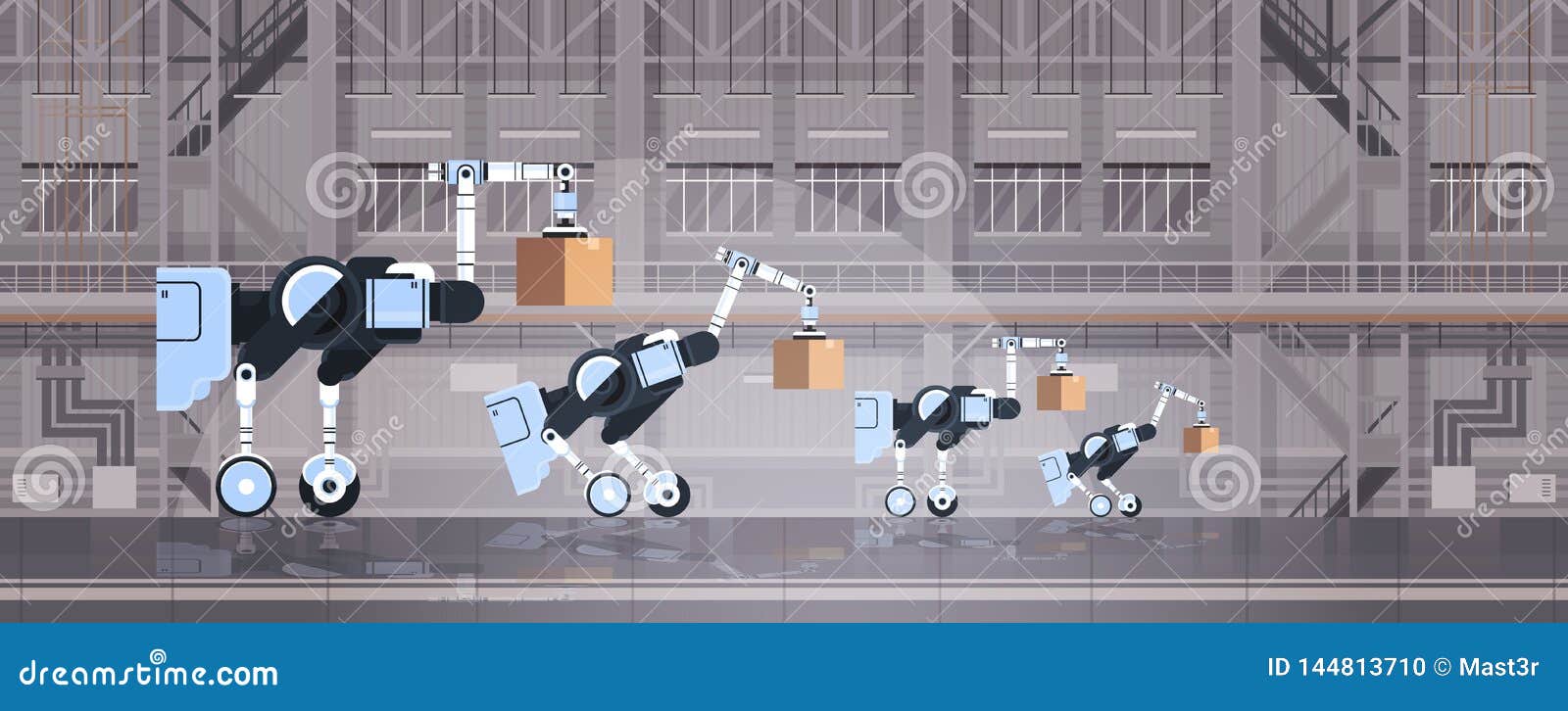 Robotic Workers Loading Cardboard Boxes Hi-tech Smart Factory Warehouse ... Robotic Workers Loading Cardboard Boxes Hi-tech Smart Factory Warehouse ...