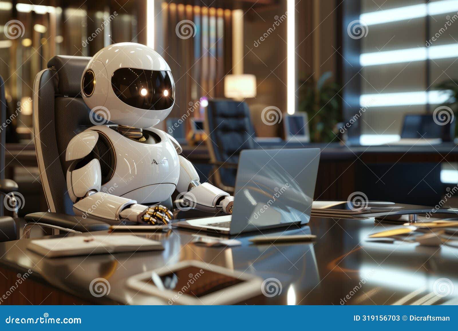 The Robotic Workstation. Generative AI Stock Illustration ...