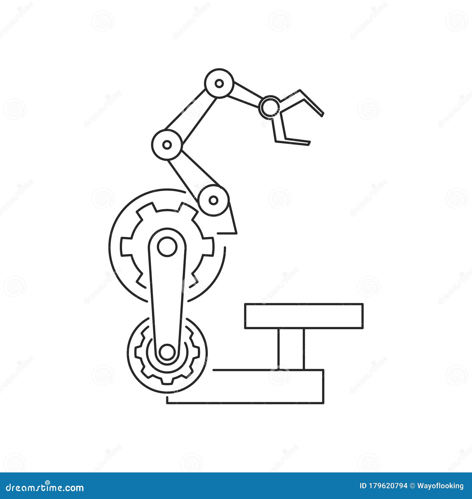 Industrial Machine Arm. Robotic Robot Hand. Factory Equipment. Outline ...
