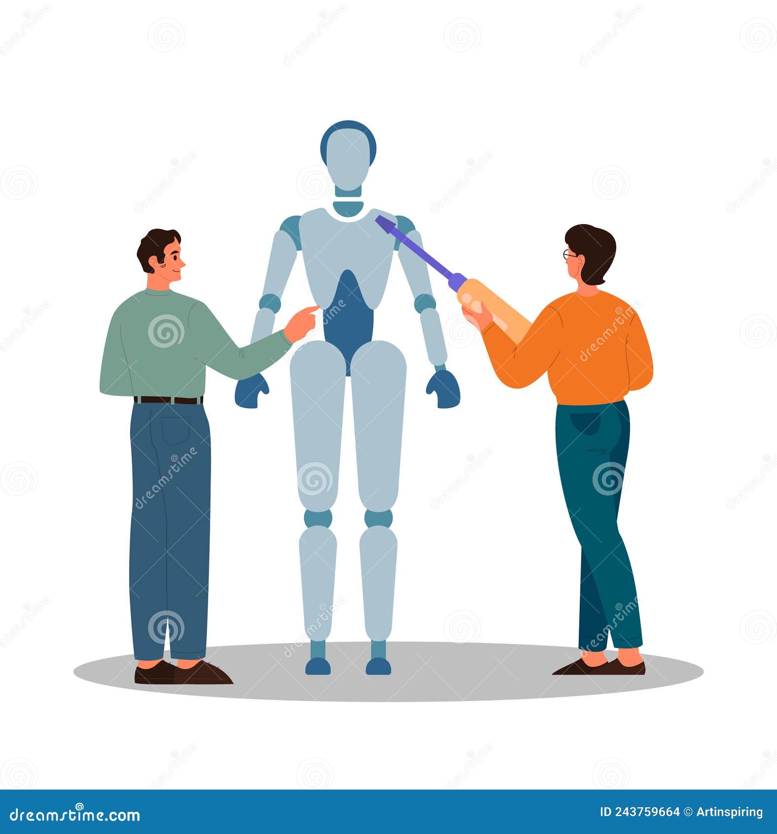 Roboticist Concept. Robotic Engineering and Constructing Stock Vector ...