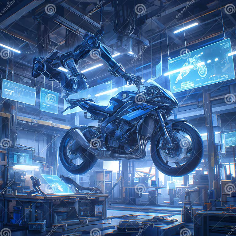 Robotics in Action - High-Tech Maintenance Bay Stock Illustration ...