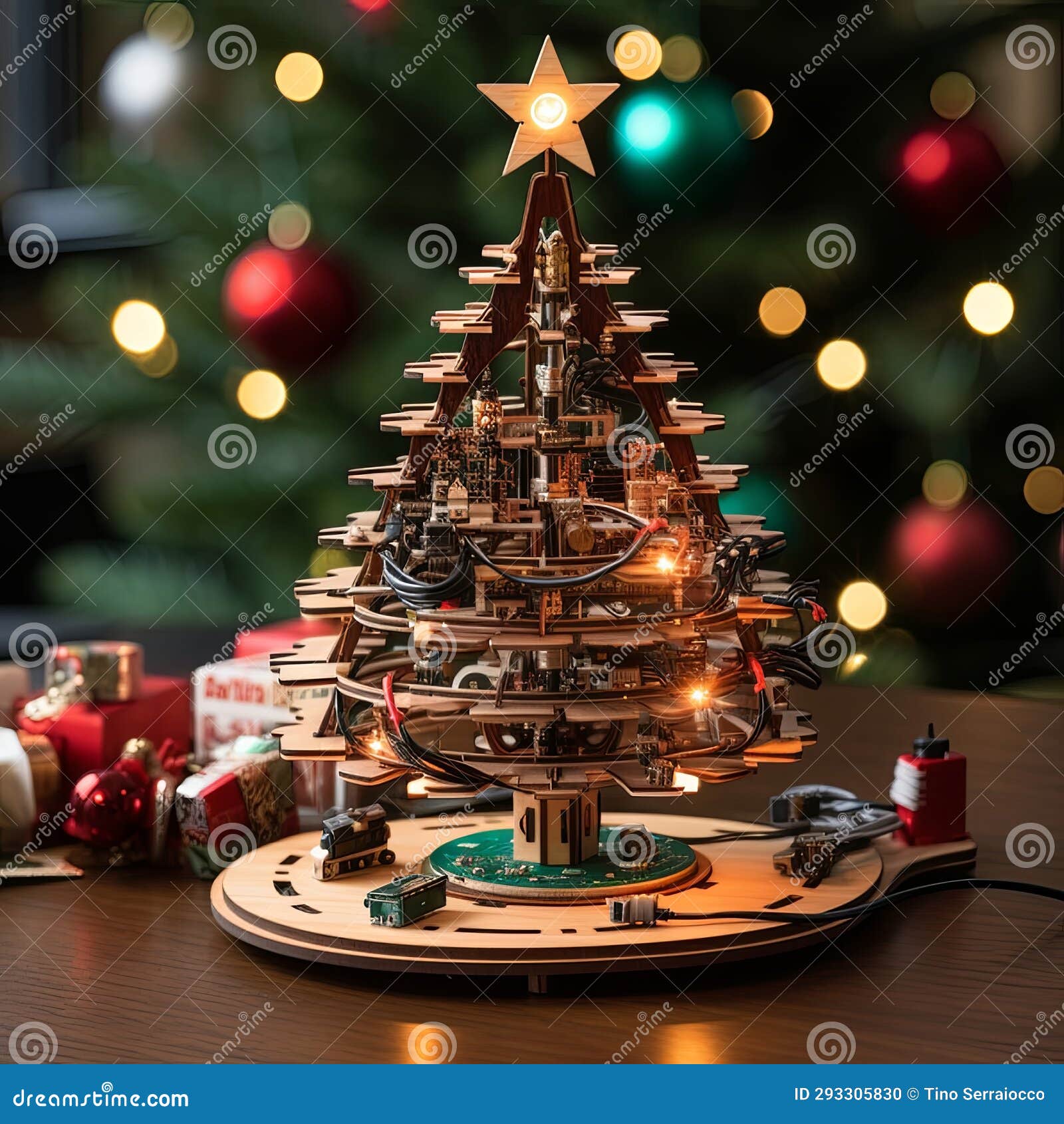 Robotics Arduino Soldering Kit Modern Christmas Tree with Lights , Generated by AI Stock ...