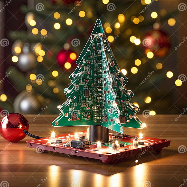 Robotics Arduino Soldering Kit Modern Christmas Tree with Lights , Generated by AI Stock ...