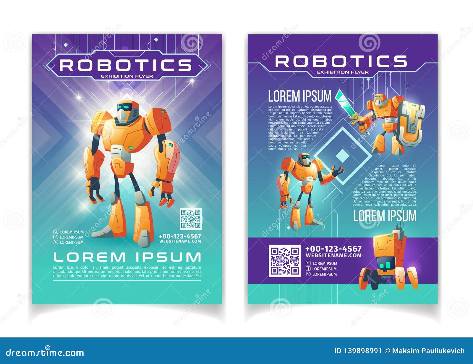 Robotics Exhibition Advertising Flyer Vector Pages Stock Vector ...