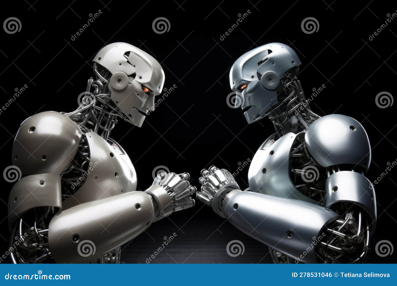Robot Competition Human Worker And Win. Concept Business Vector, Future ...
