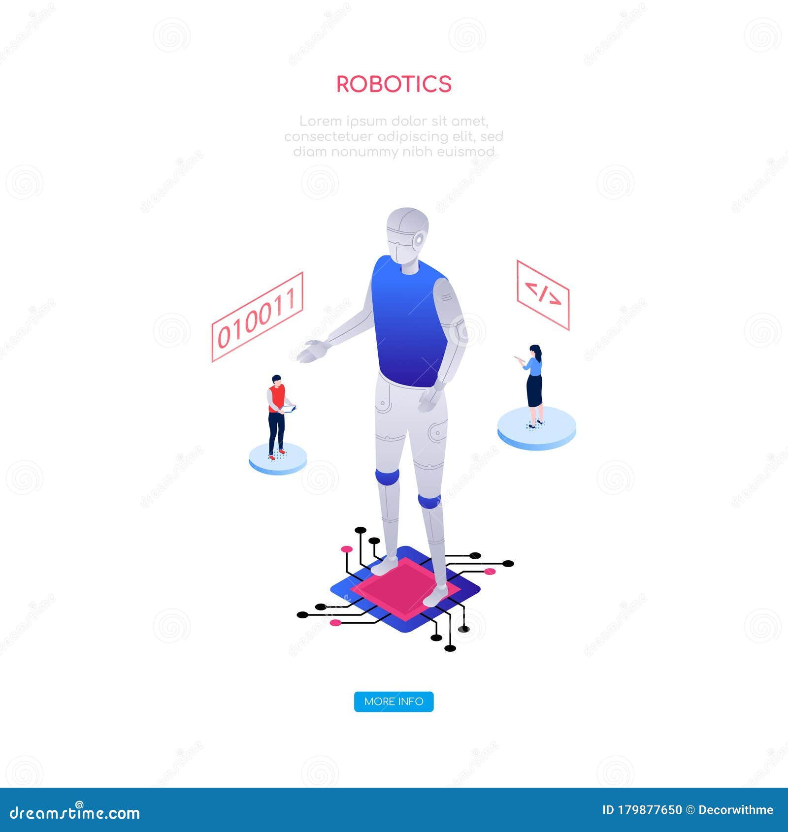 Robotics Concept - Modern Isometric Vector Web Banner Stock Vector ...