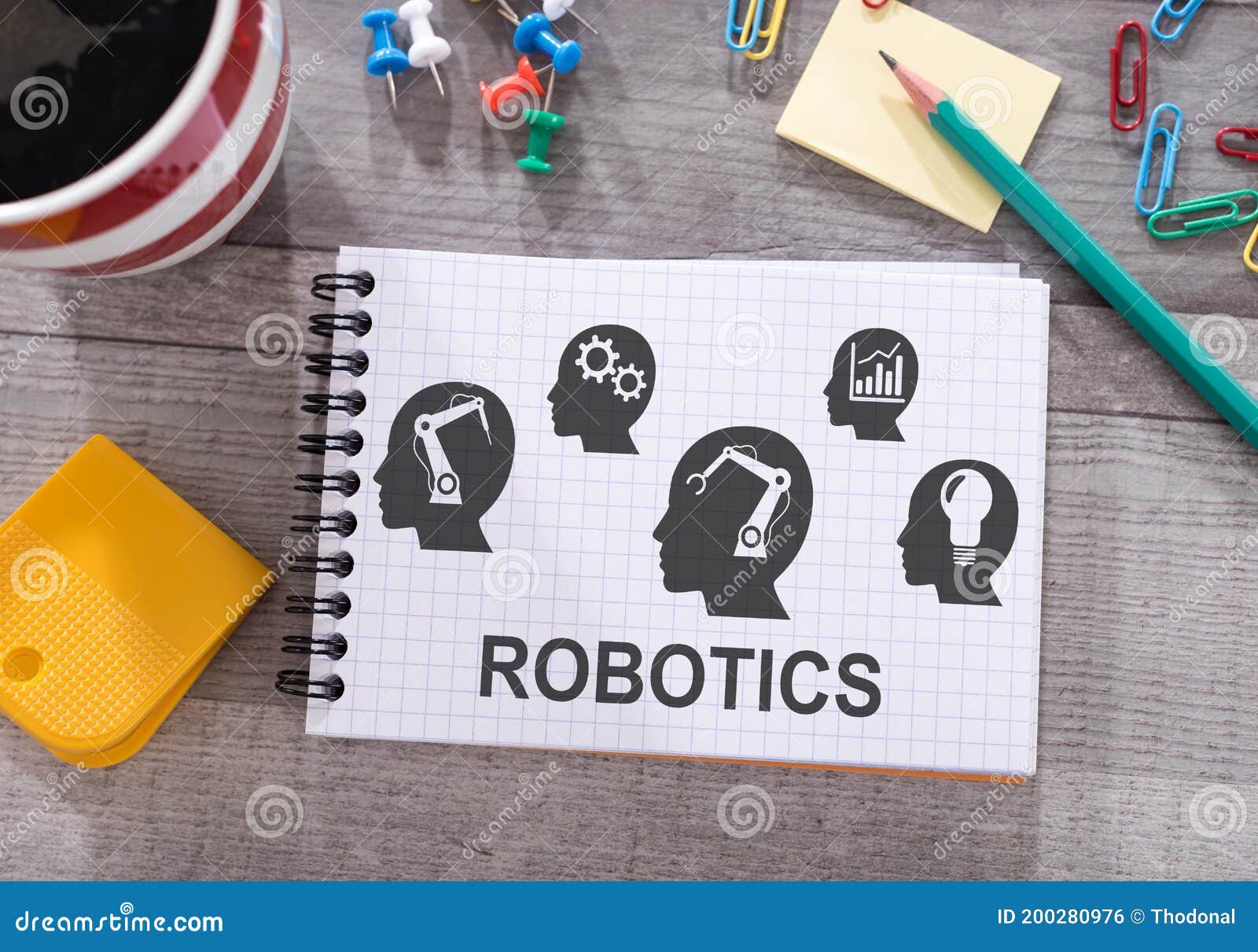 Robotics Concept on a Notepad Stock Photo - Image of robotic ...