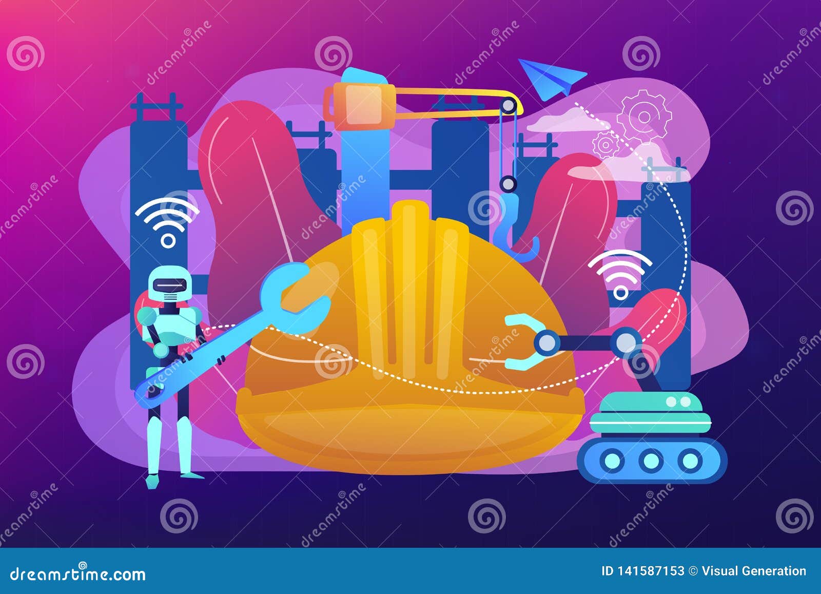 Robotics Construction Concept Vector Illustration. Stock Vector ...