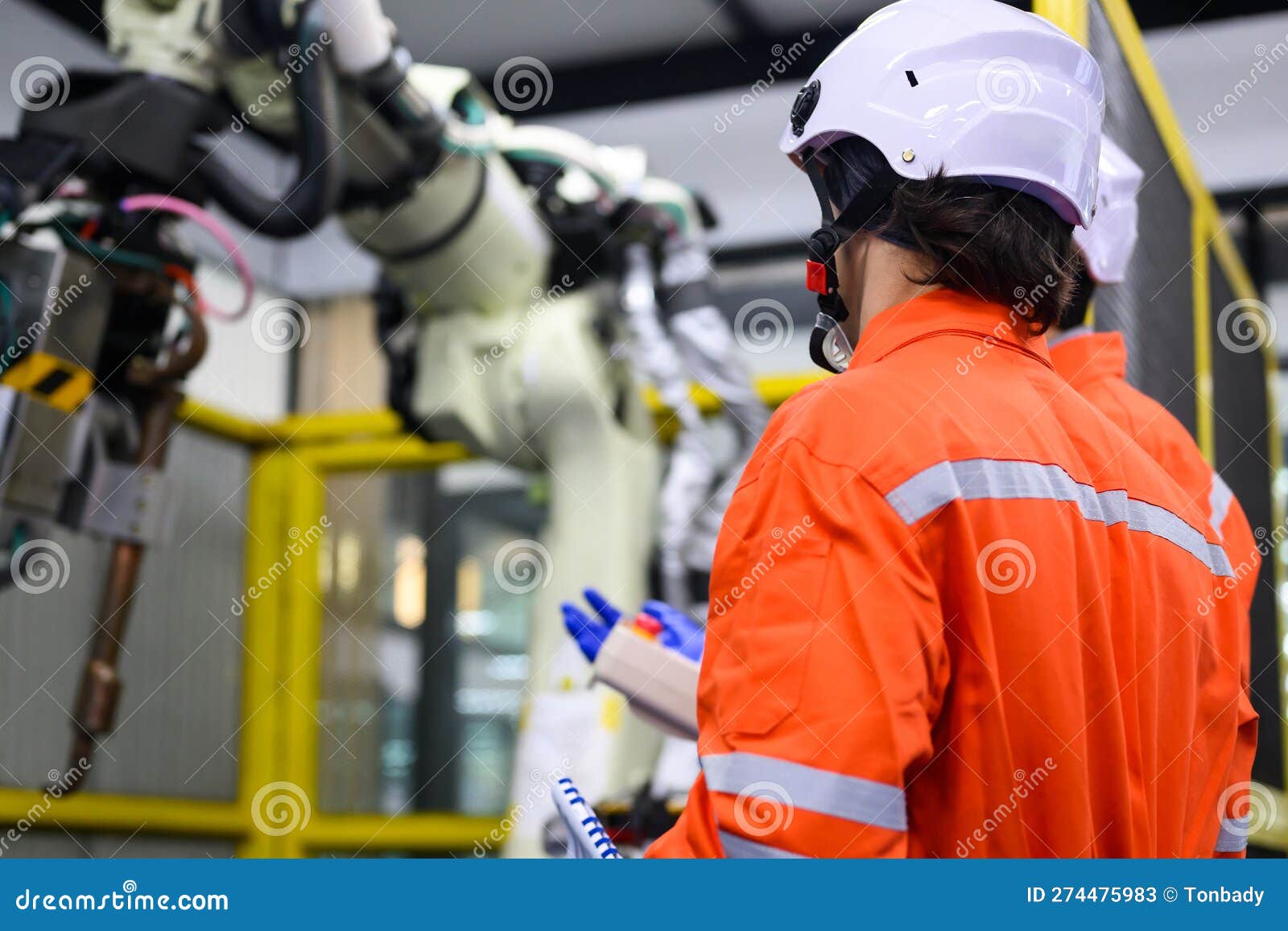 Robotics Controller Engineers Working and Solving Problems on Machine Stock Image - Image of ...
