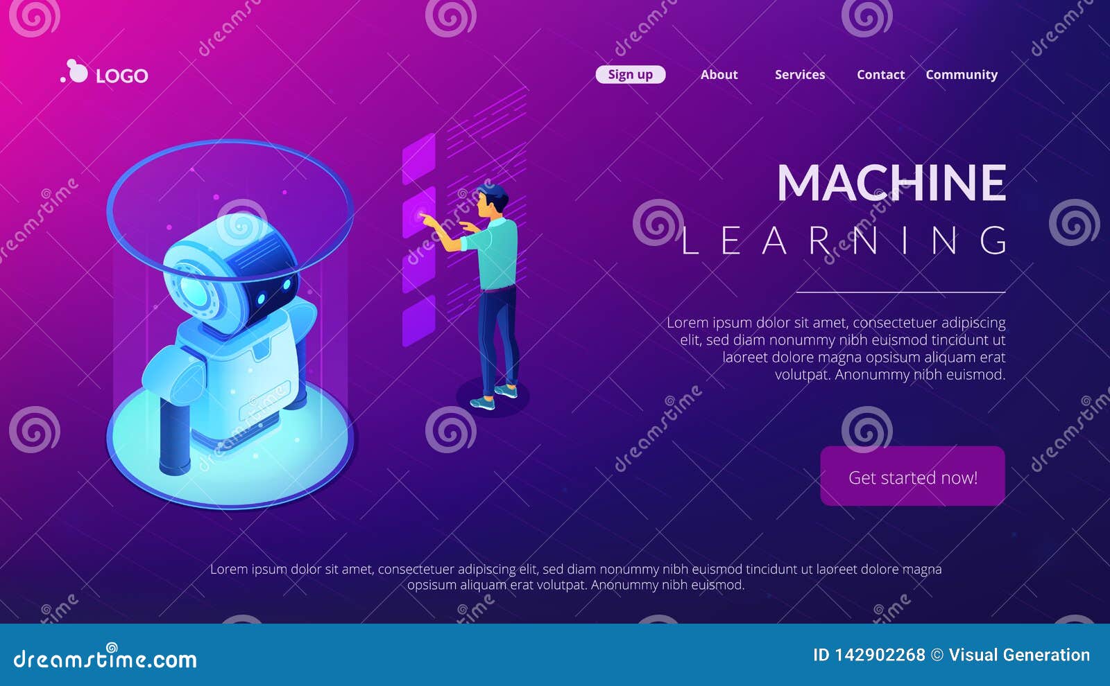 Robotics Data Analysis Isometric 3D Landing Page. Stock Vector - Illustration of homepage ...