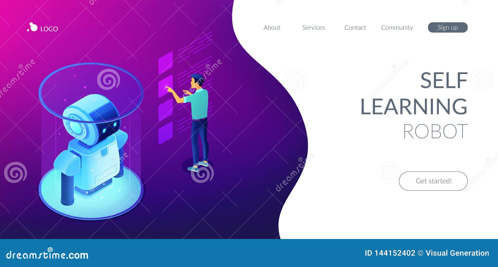 Robotics Data Analysis Isometric 3D Landing Page. Stock Vector ...