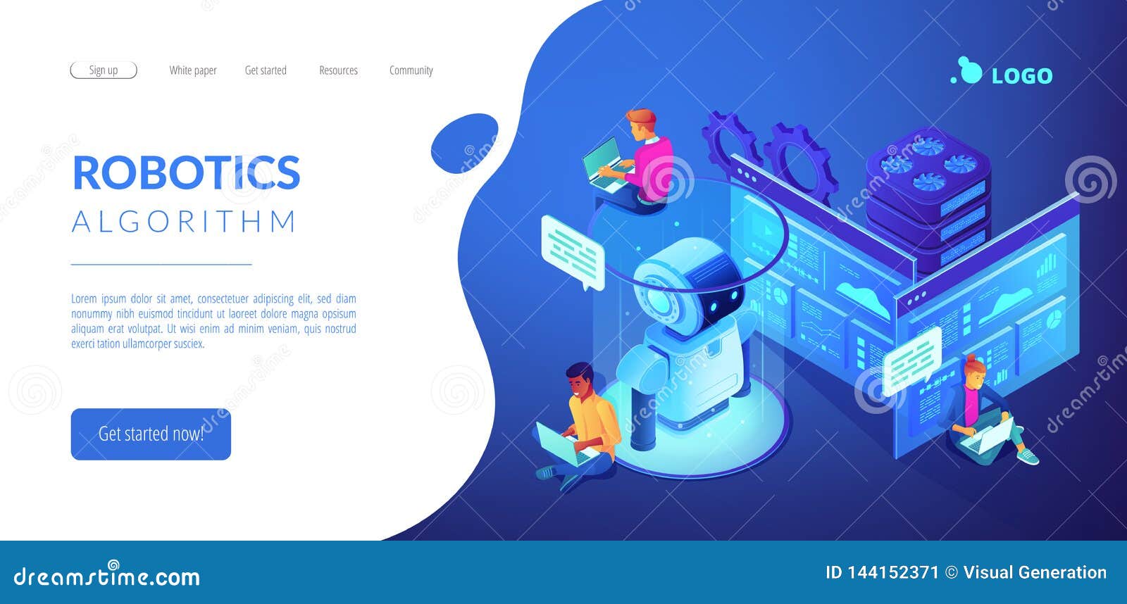 Robotics Developer Isometric 3D Landing Page. Stock Vector ...
