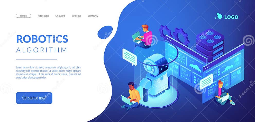 Robotics Developer Isometric 3D Landing Page. Stock Vector - Illustration of innovation, landing ...