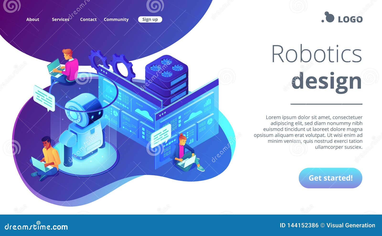 Robotics Developer Isometric 3D Landing Page. Stock Vector - Illustration of color, metaphor ...