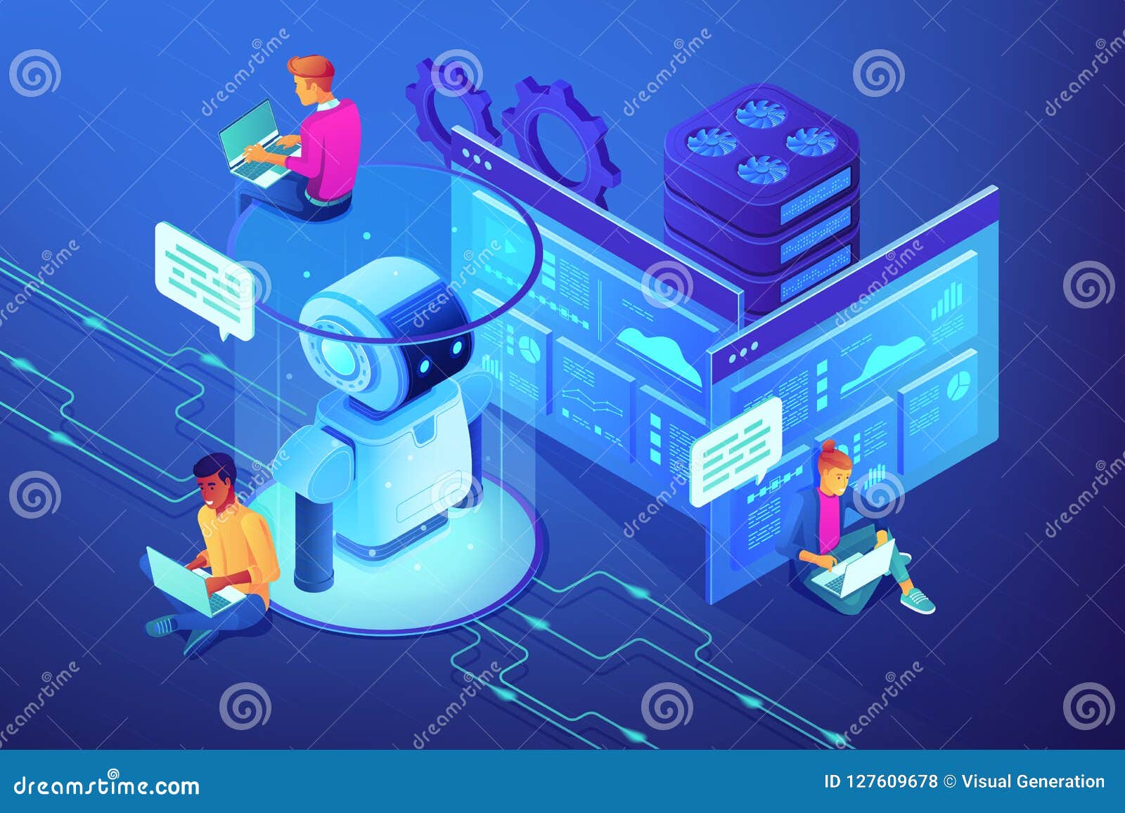 Robotics Developer Concept Vector Isometric Illustration Stock Vector Illustration Of Drawing